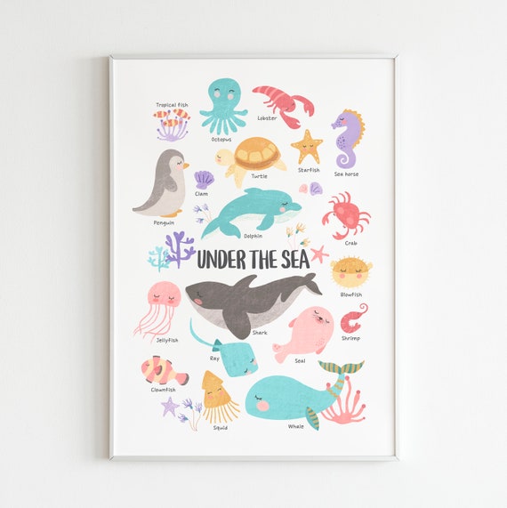 Sea Animals Alphabet Poster PRINTABLE Wall Art ABC Poster | Etsy