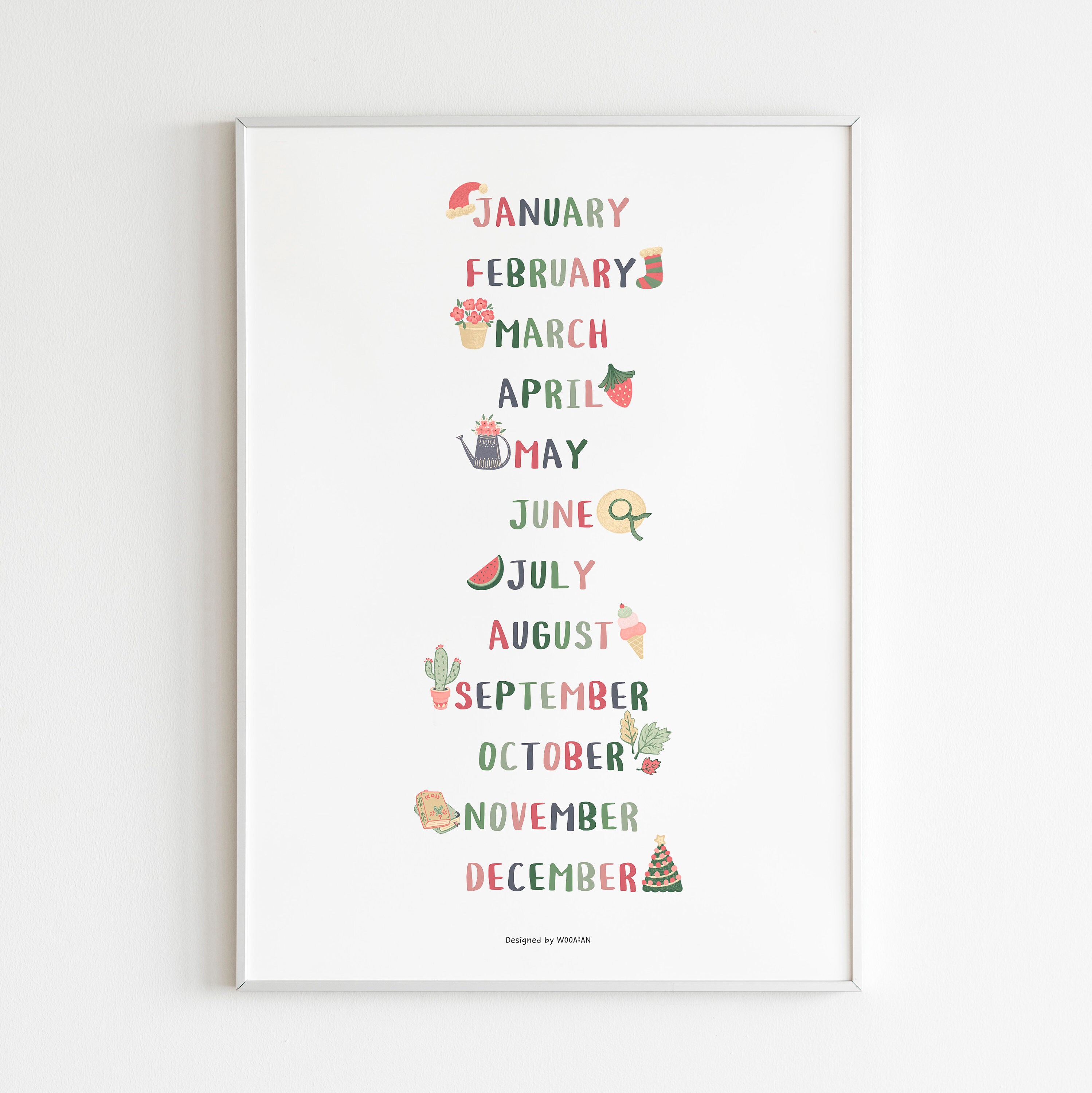 Months, Alphabet Poster, PRINTABLE Wall Art, ABC Poster, Educational ...