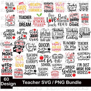 Teacher SVG Bundle, Back to School Svg, Teacher PNG, School Svg ...