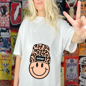 Retro Smile Face SVG PNG, Leopard Smile Face PNG, Smile Face ...