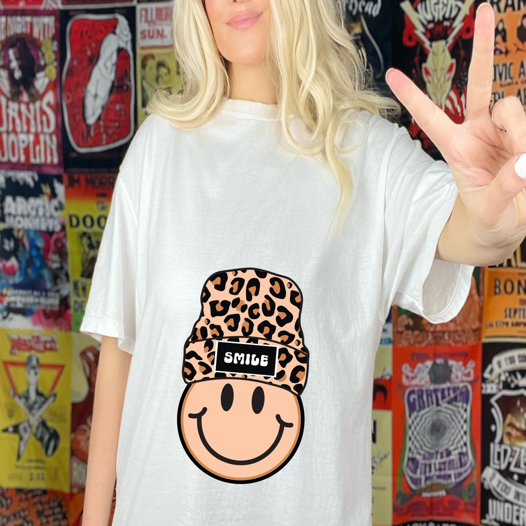 Retro Smile Face SVG PNG, Leopard Smile Face PNG, Smile Face ...