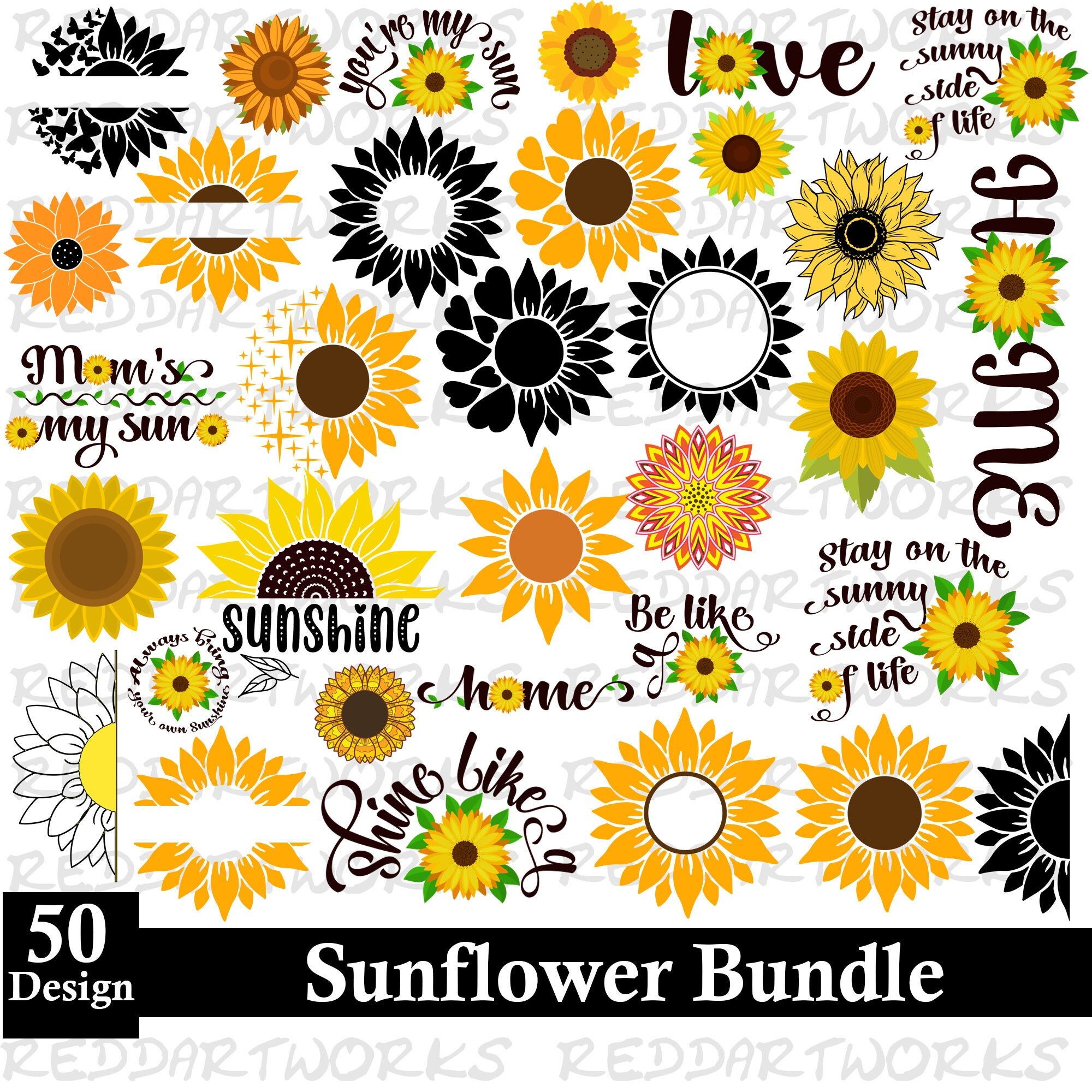 Sunflower SVG Bundle Sunflower Frame SVG Sunflower Clipart - Etsy