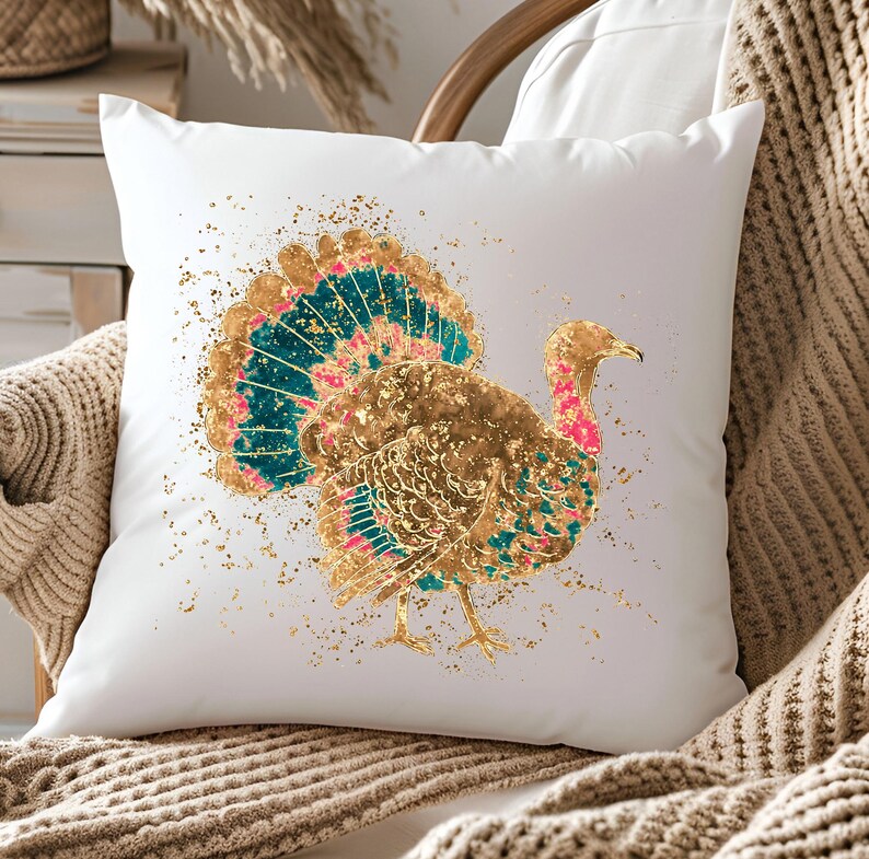 Turkey PNG for Thanksgiving | Preppy Fall Faux Glitter Splatter PNG ...