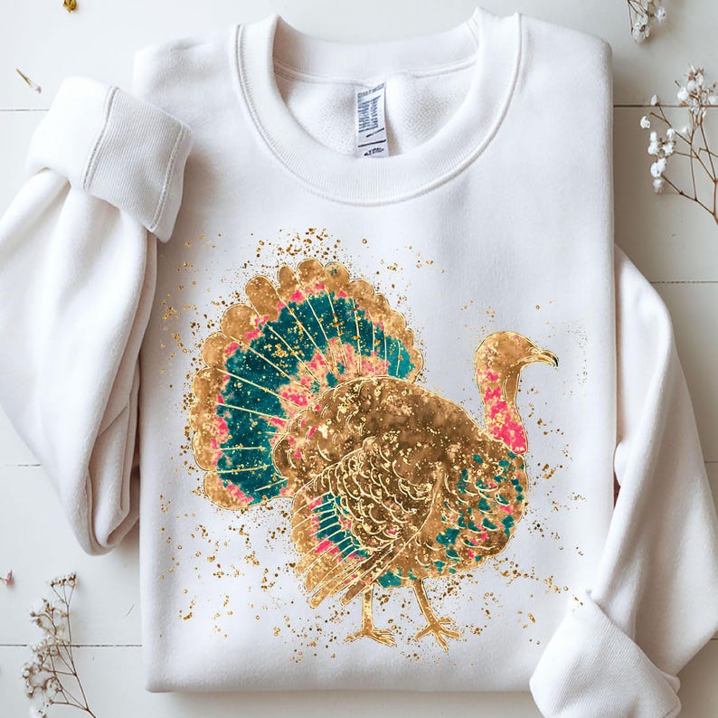 Turkey PNG for Thanksgiving | Preppy Fall Faux Glitter Splatter PNG ...