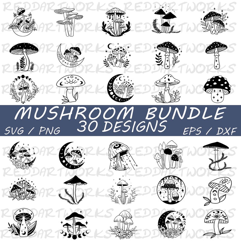 Mushroom SVG Bundle Mushroom Clipart Magic Mushroom SVG - Etsy
