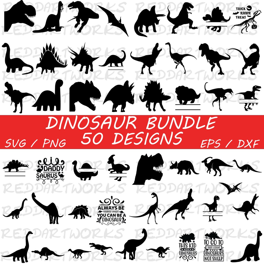 Dinosaurio SVG Paquete, Dinosaurio Clipart PNG, Silueta de dinosaurio ...