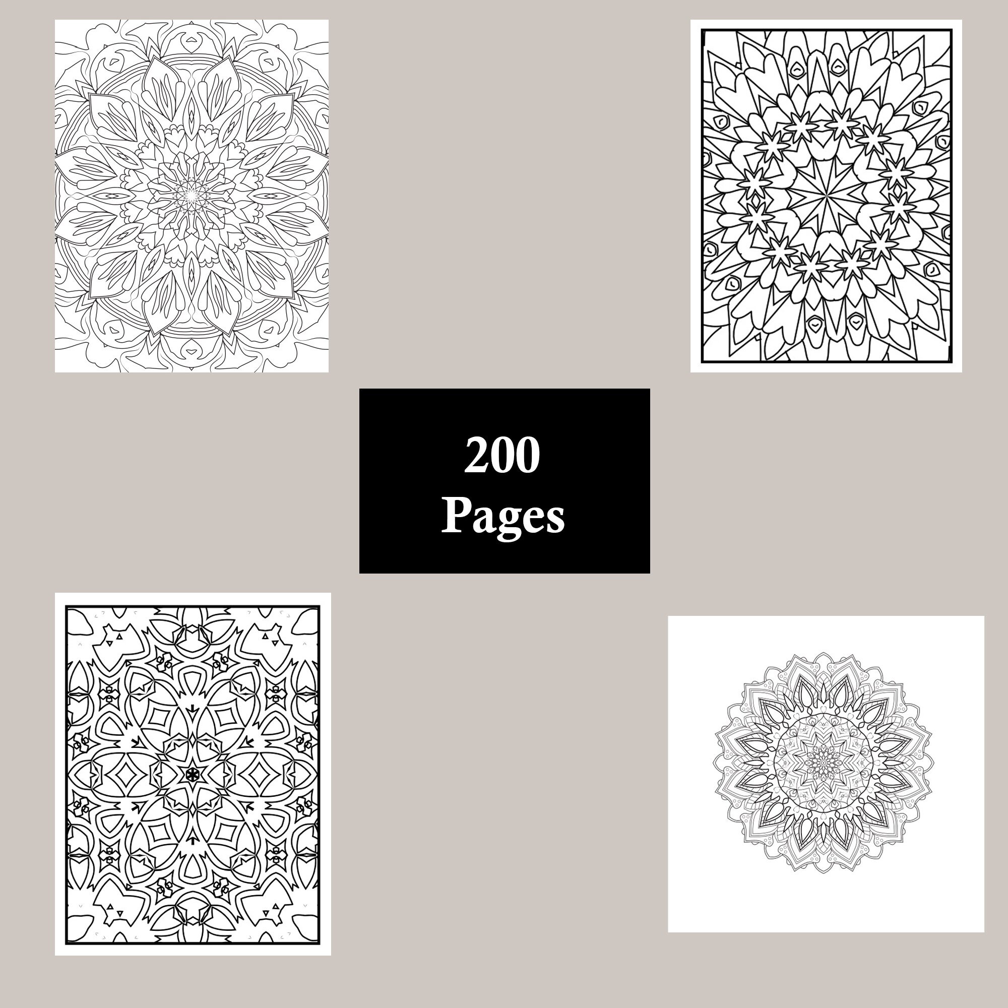 Coloring Pages 200 Coloring Pages Mandala Coloring Pages | Etsy