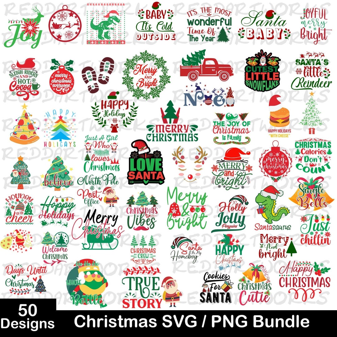 Christmas SVG Bundle, 50 Designs Christmas SVG, Merry Christmas SVG ...