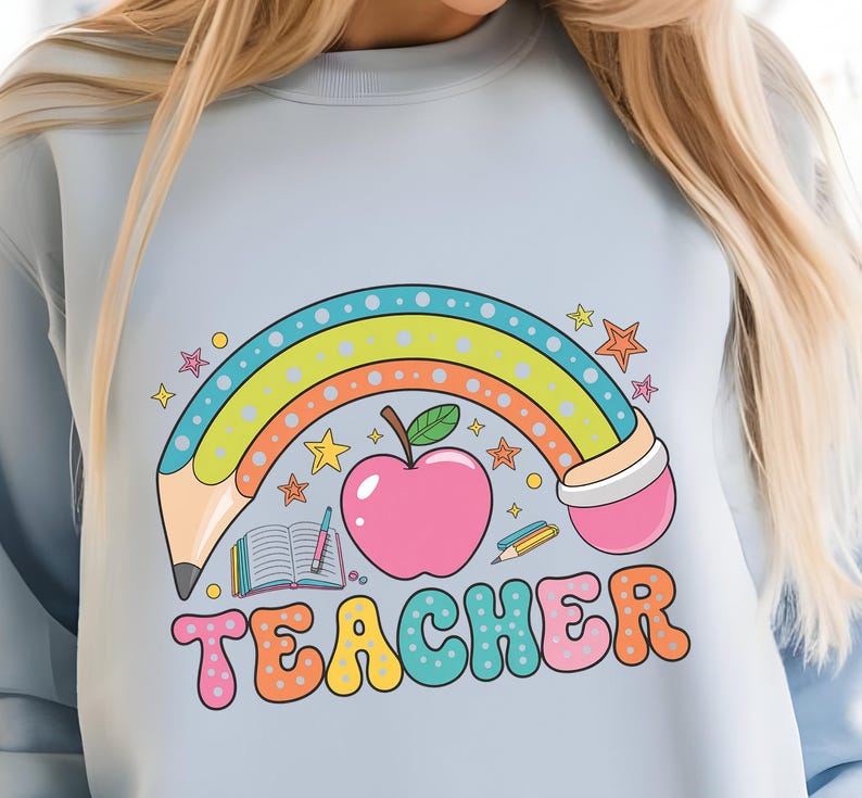 Colorful Teacher PNG, Back to School PNG, Teacher PNG, Teacher Gift Png ...