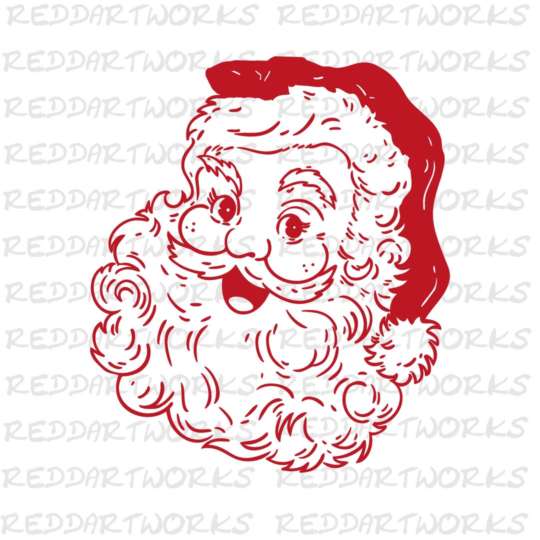 Vintage Santa SVG, Old School Father Christmas, Santa Face SVG ...