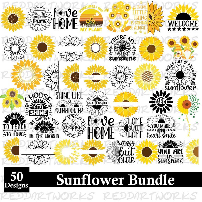 Sunflower SVG Bundle Sunflower Frame SVG Sunflower Clipart - Etsy