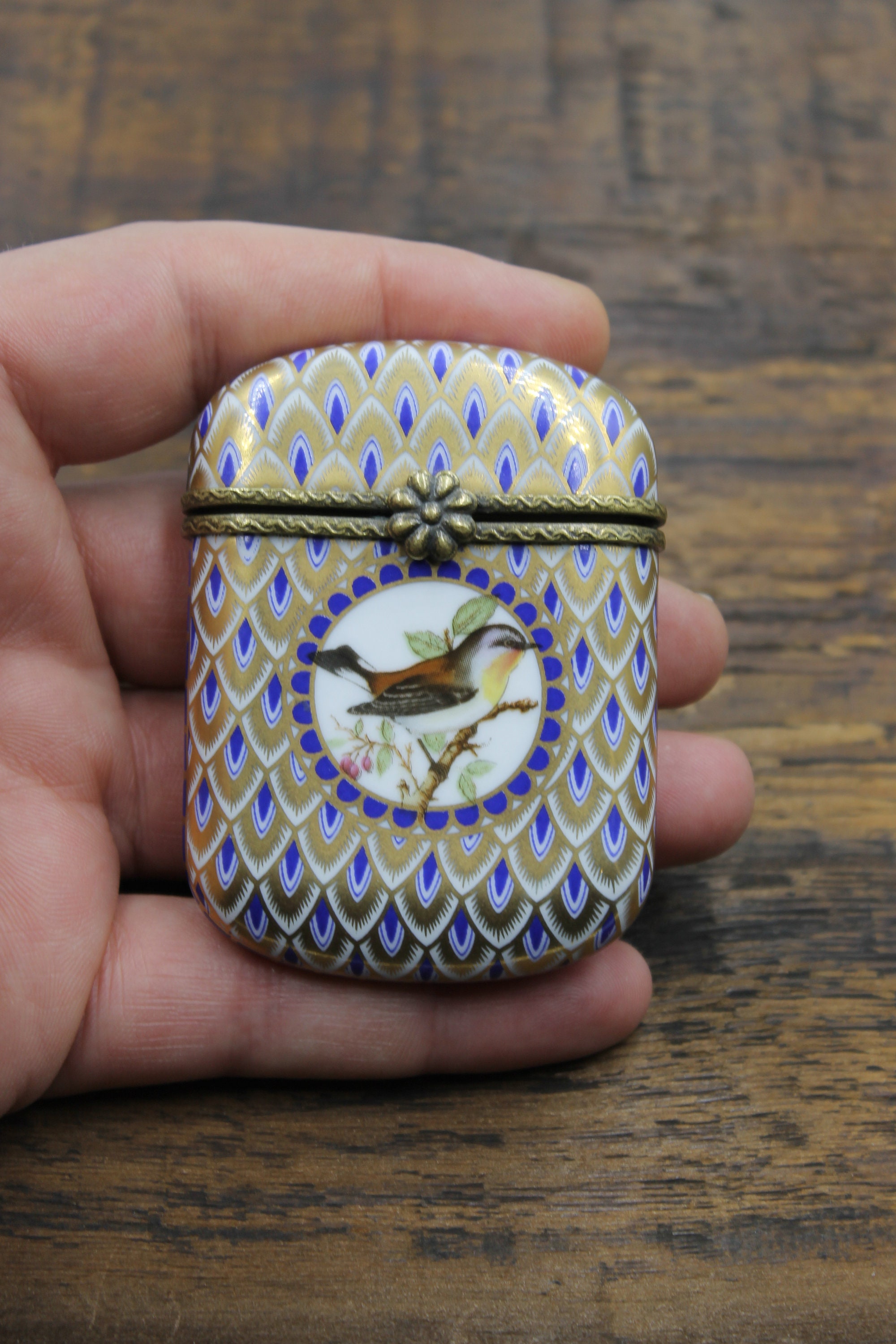 Vintage French Bronze and Enamel Porcelain Match Box, Porcelain Vesta ...