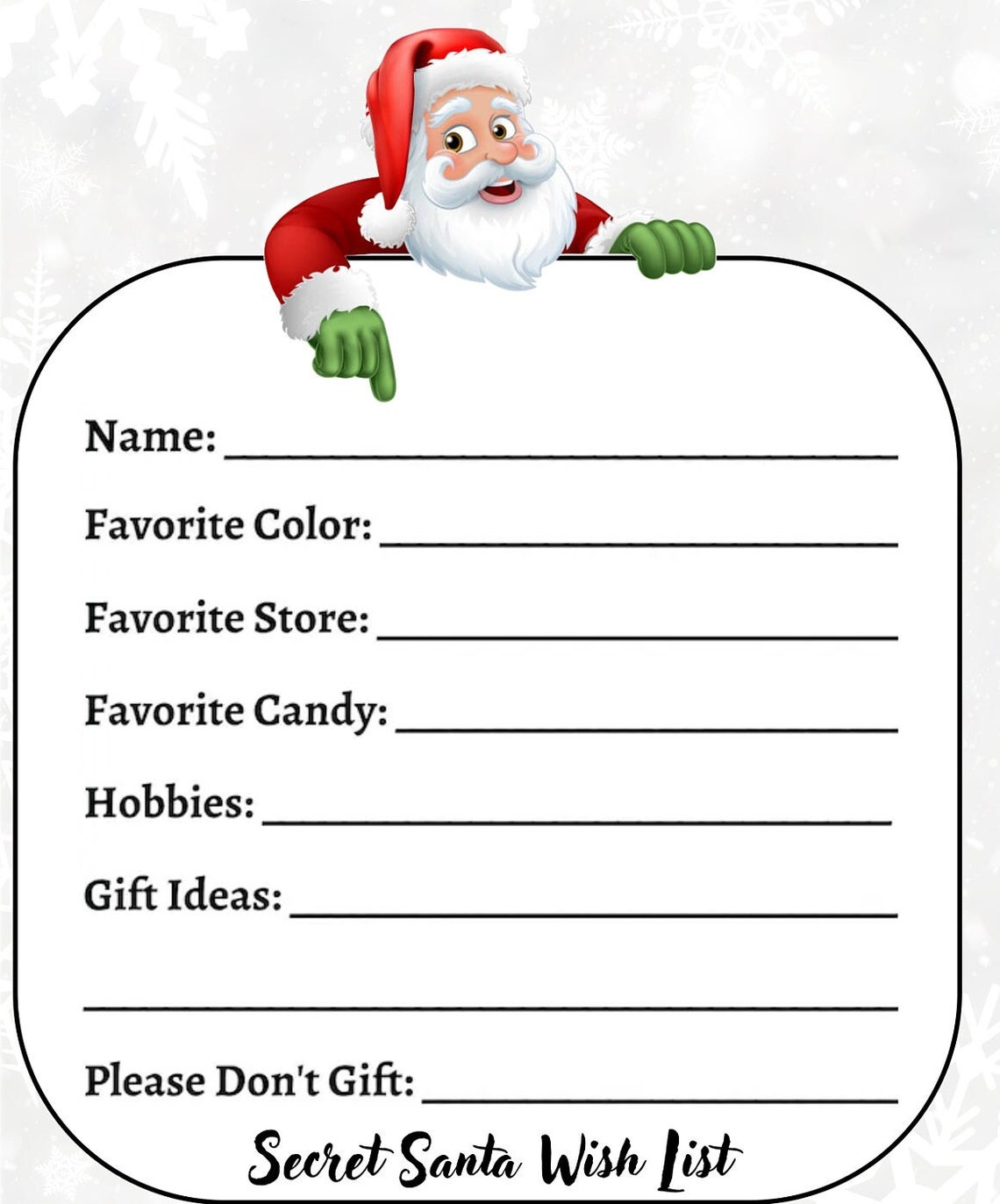 Secret Santa Wish List - Etsy Canada
