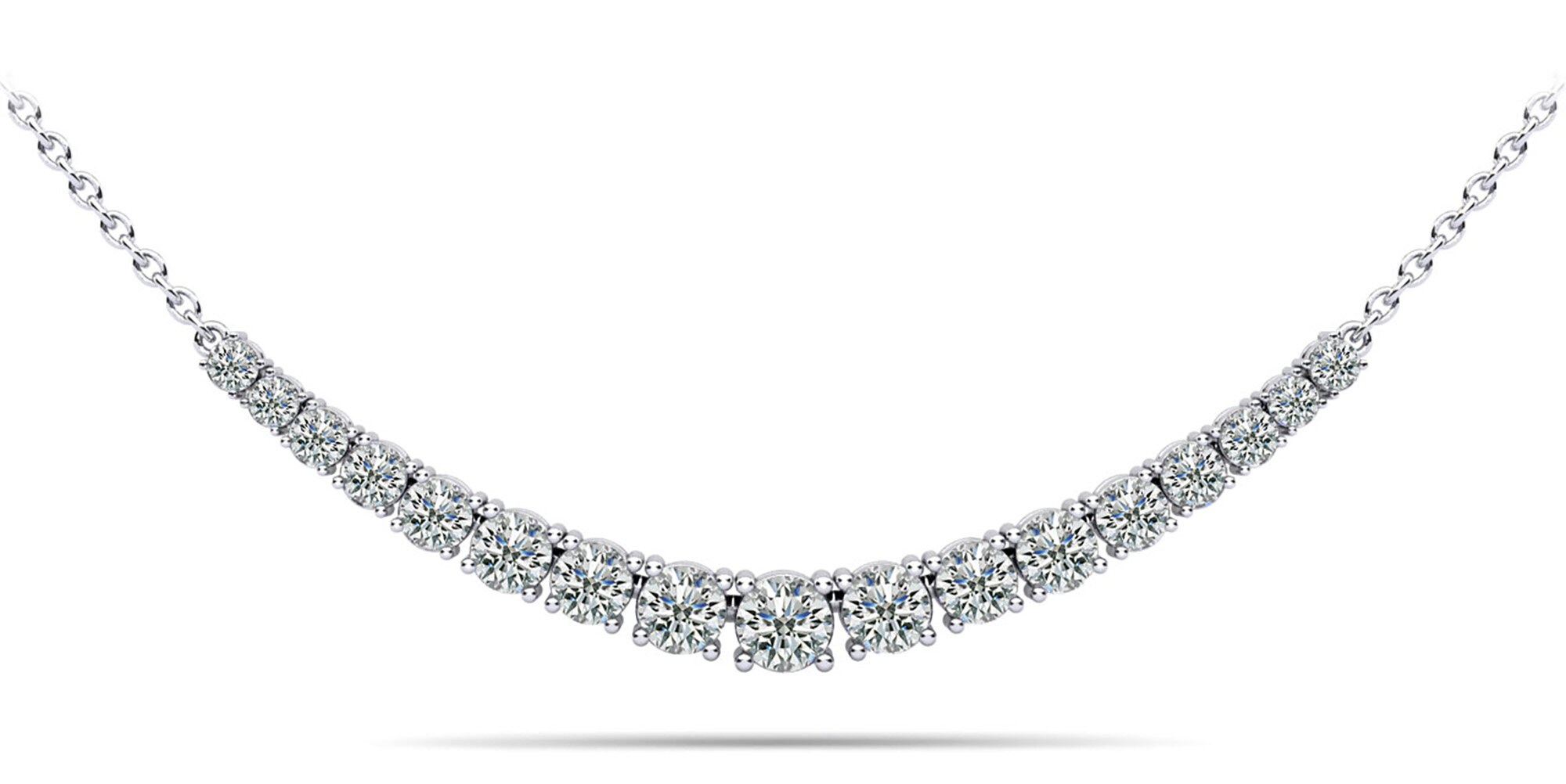 Classic Graduated 16 Inch Diamond Tennis Necklace With Chain - 1.05 Ct ...