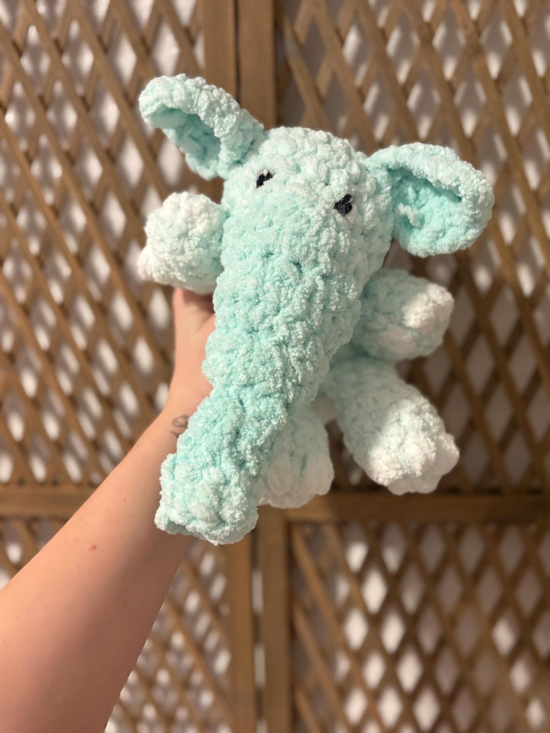 Handmade Crocheted Plush Elephant | Soft Ombre Bernat Blanket Yarn ...