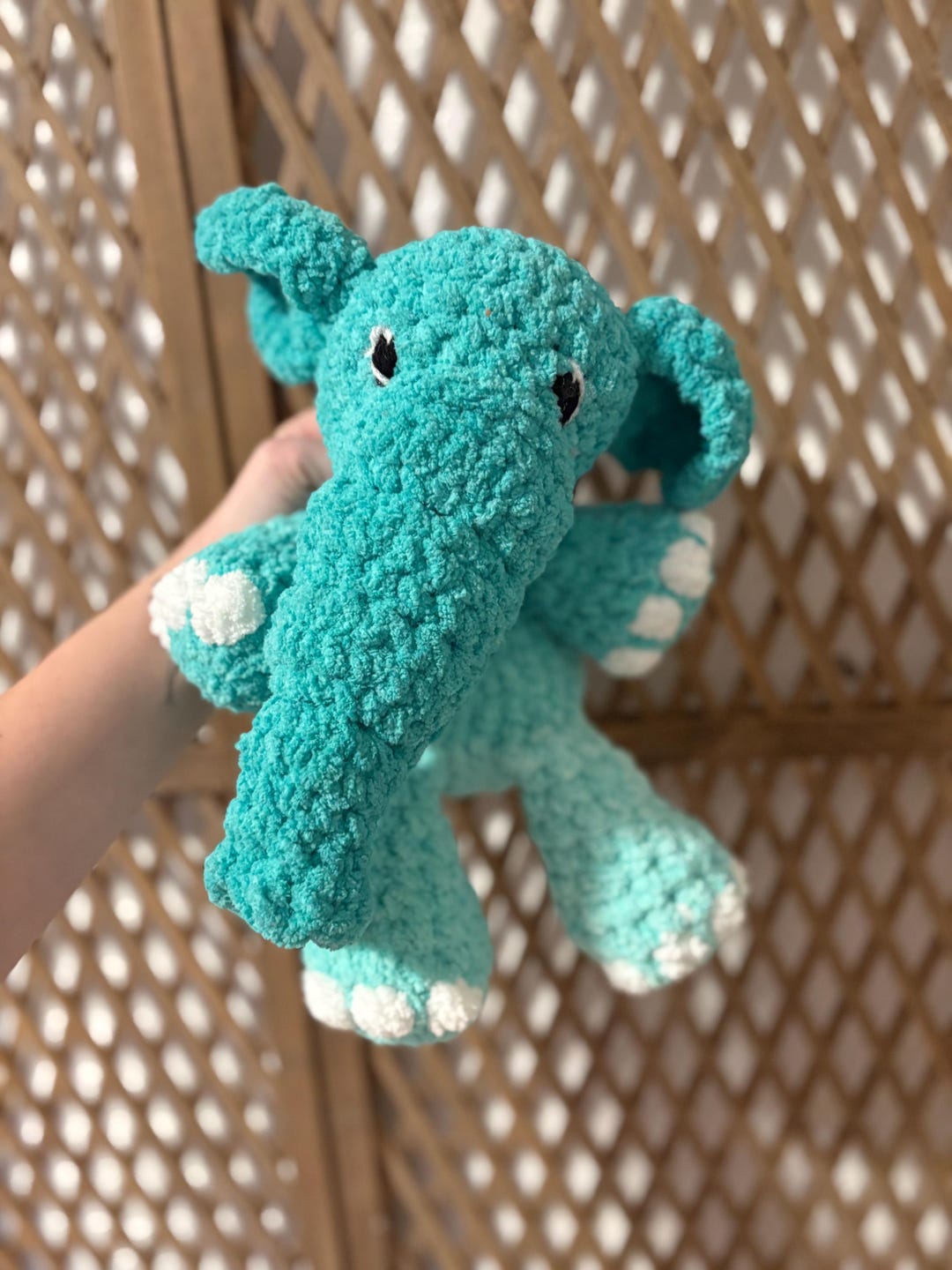 Handmade Crocheted Plush Elephant | Soft Ombre Bernat Blanket Yarn ...