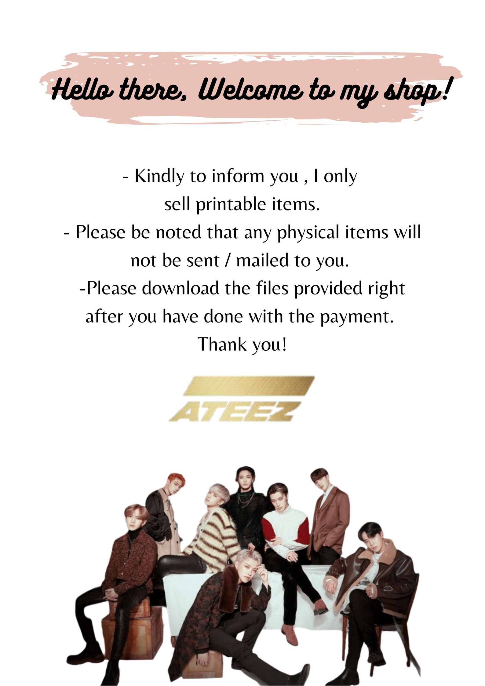 Printable Ateez Cupcake Topper, Ateez Sticker, Ateez Cake Topper, Ateez ...