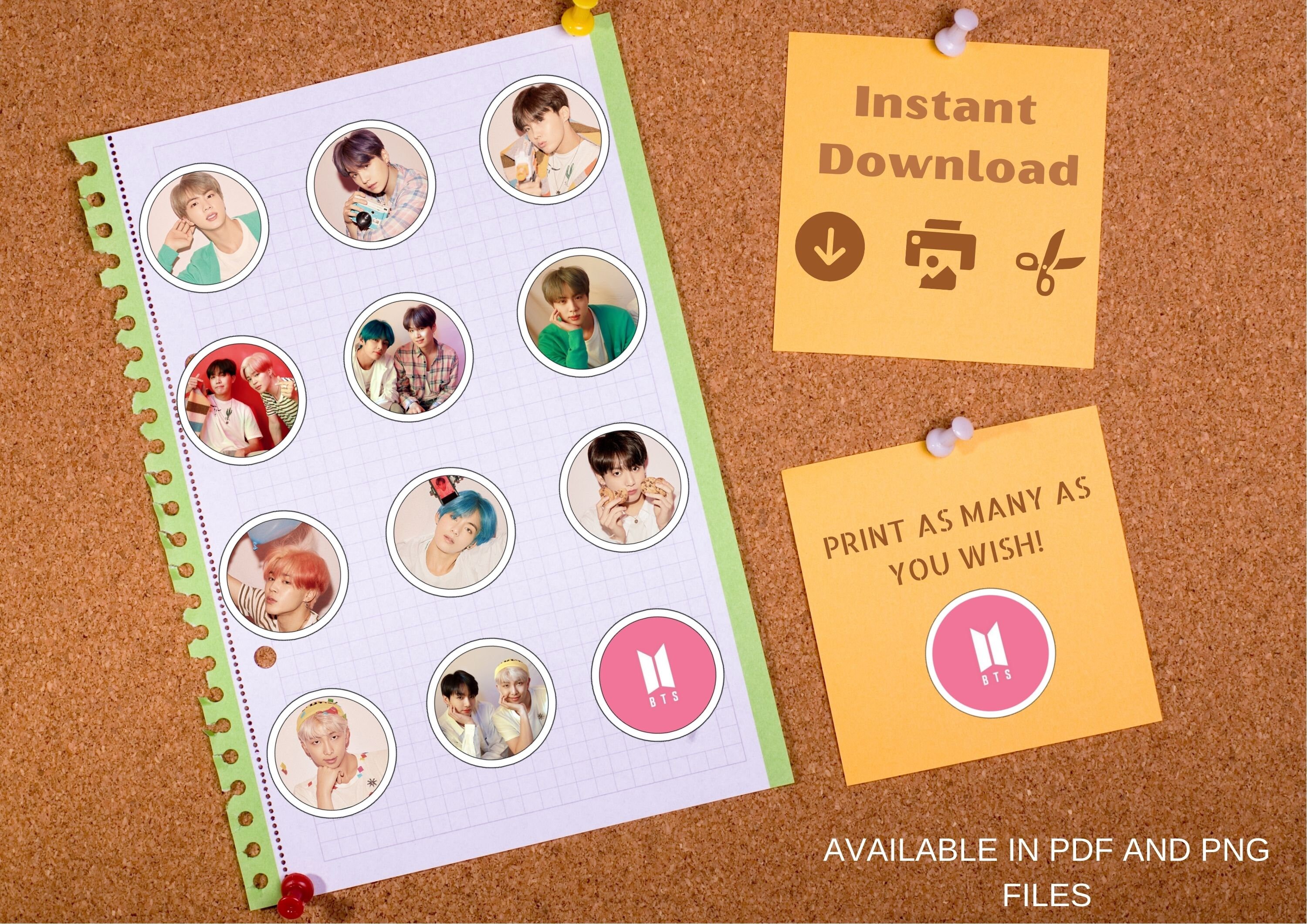 Printable BTS Cupcake Topper Bts Sticker Bts Cake Topper - Etsy UK