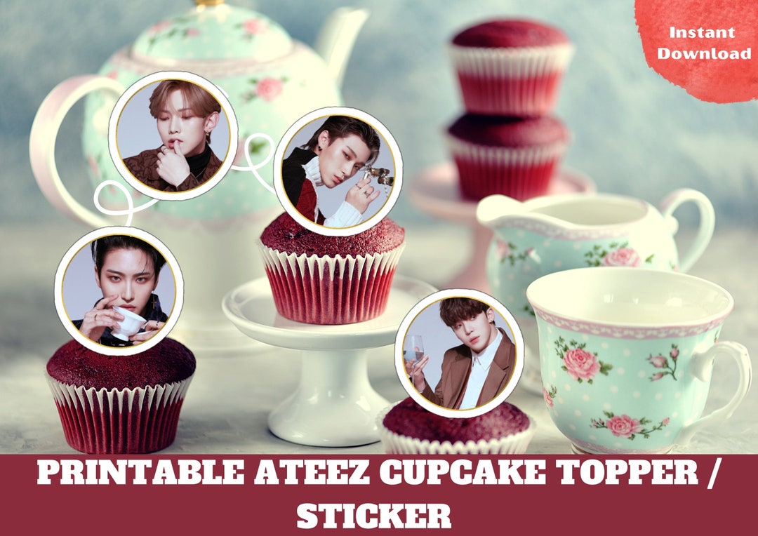 Printable Ateez Cupcake Topper, Ateez Sticker, Ateez Cake Topper, Ateez ...