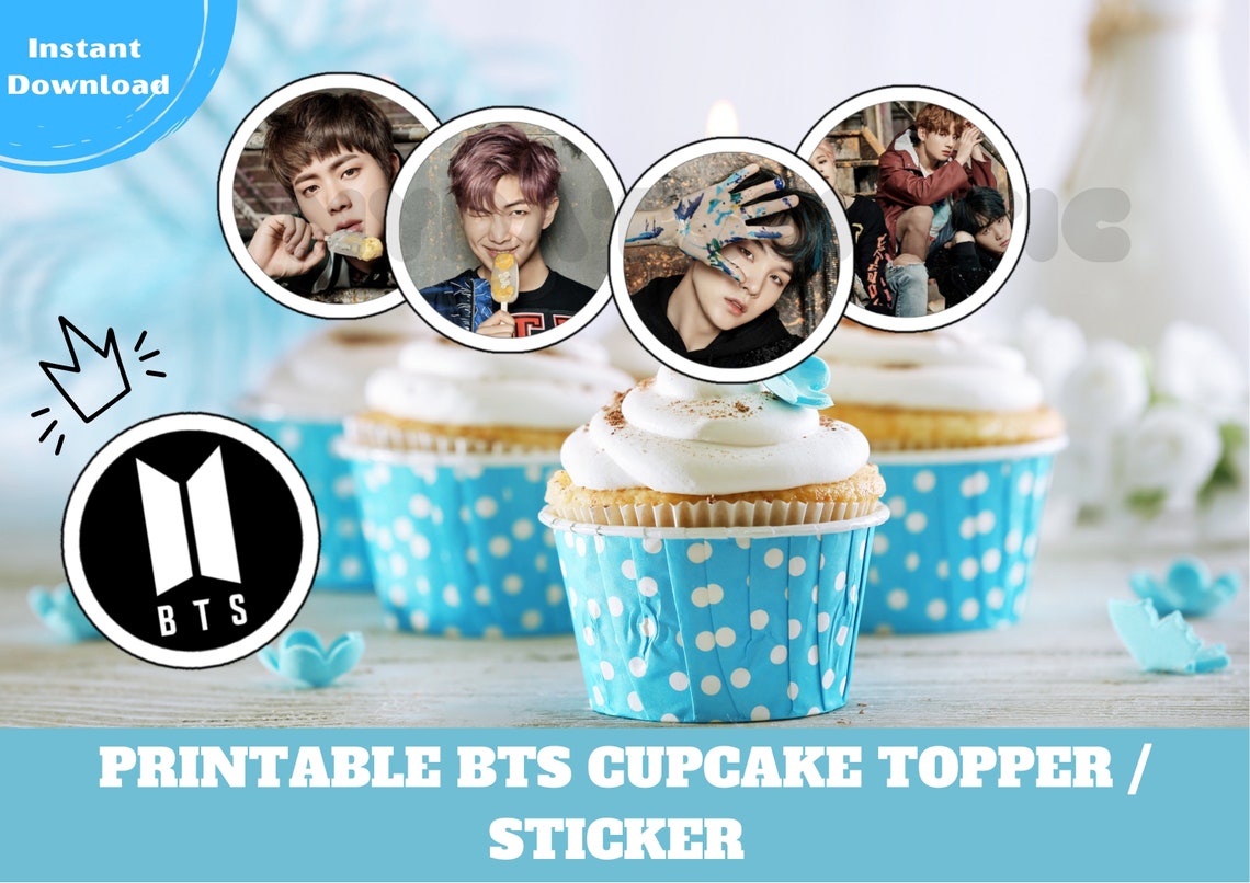 Printable BTS Cupcake Topper Bts Sticker Bts Cake Topper | Etsy