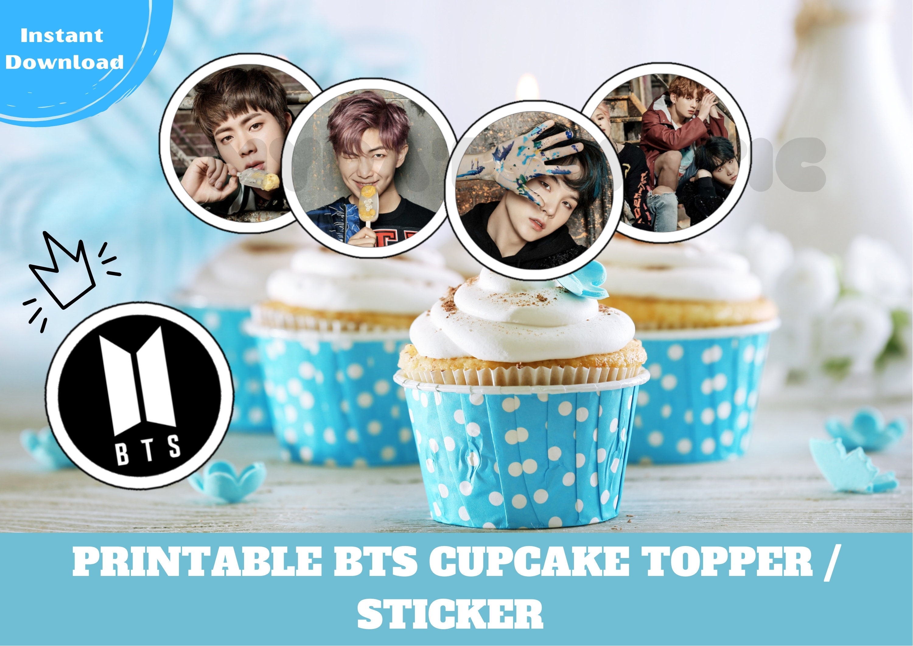 Printable BTS Cupcake Topper, Bts Sticker, Bts Cake Topper, Bts ...