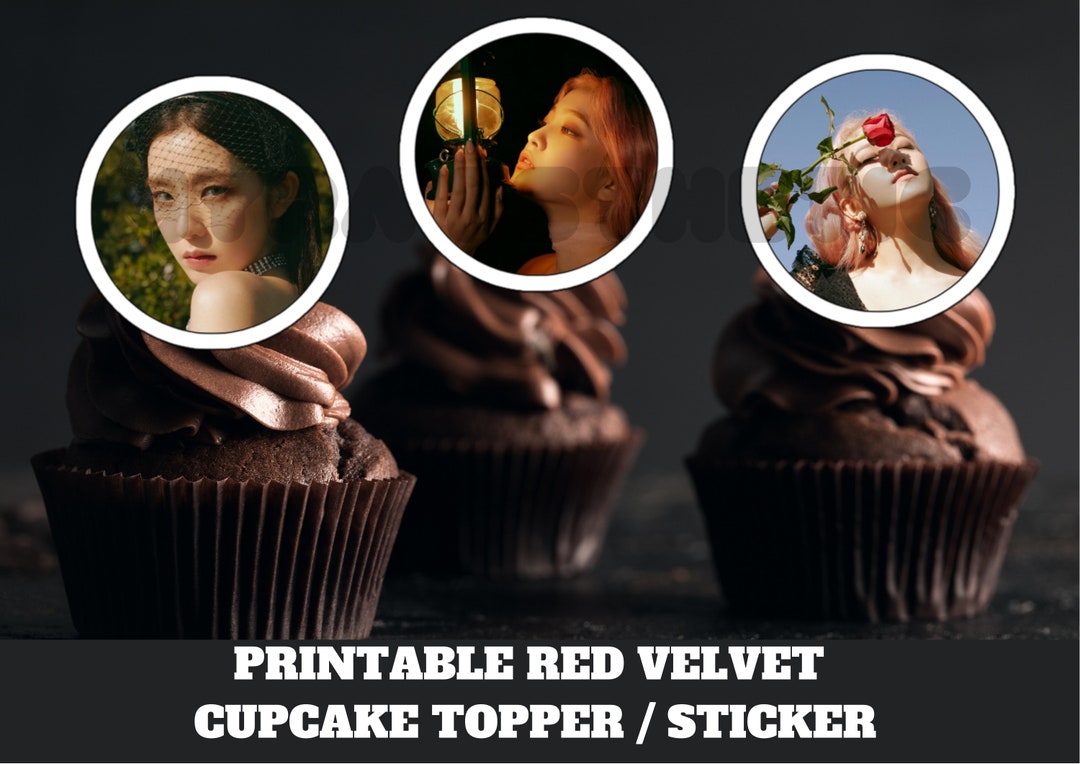 Printable Red Velvet Cupcake Topper, Red Velvet Sticker, Red Velvet ...
