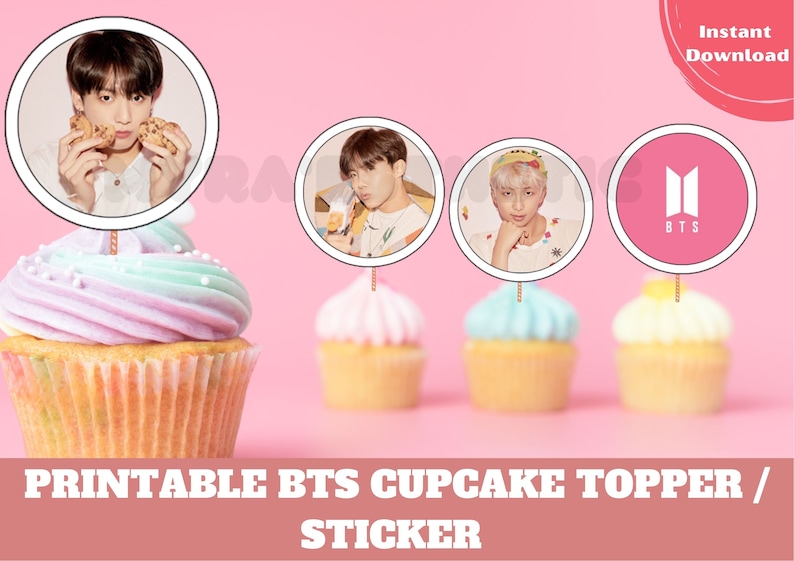 Printable BTS Cupcake Topper, Bts Sticker, Bts Cake Topper, Bts ...