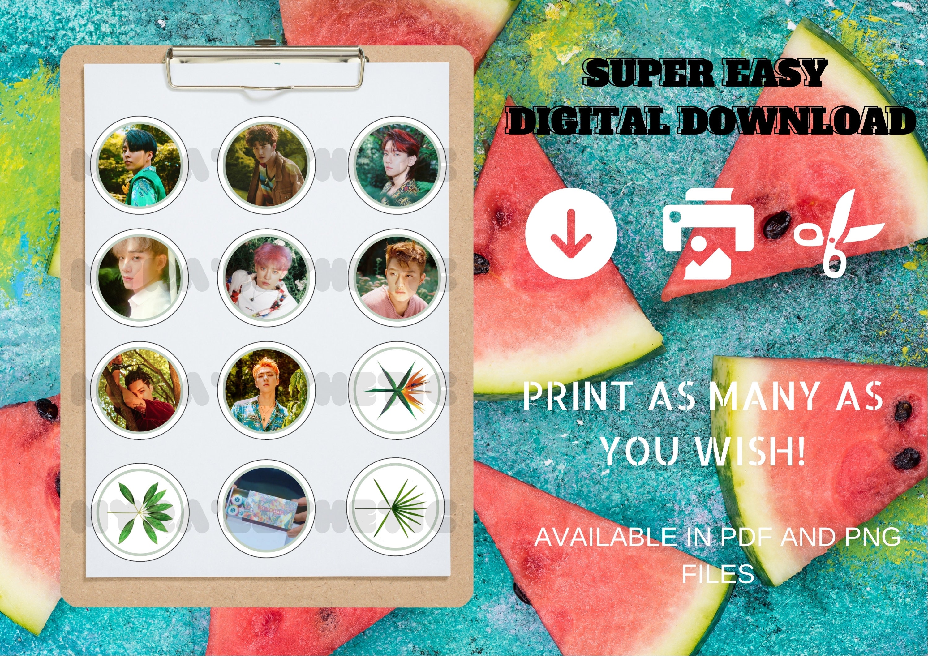 Printable EXO Cupcake Toppers & Stickers: Birthday Party Decor (PNG ...