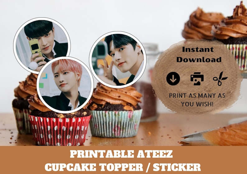 Printable Ateez Cupcake Topper, Ateez Sticker, Ateez Cake Topper, Ateez ...