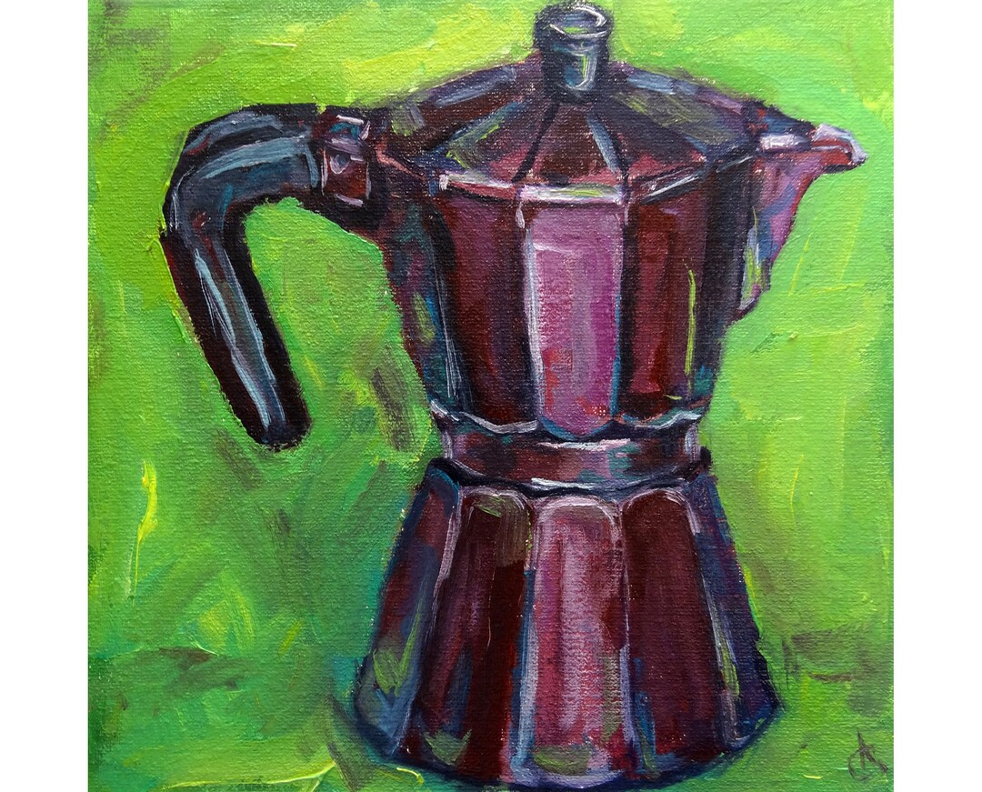 Coffee Painting Italian Espresso Maker Original Art 8 by 8 Still Life ...
