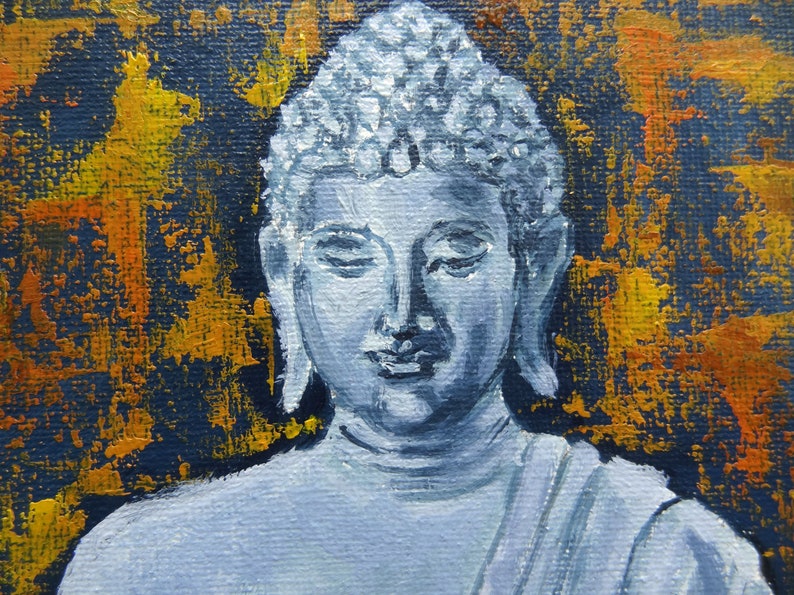 Original Buddha Oil Painting, Zen Spiritual Wall Art (6x6) - Etsy