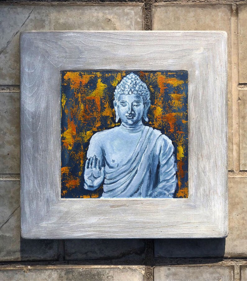 Original Buddha Oil Painting, Zen Spiritual Wall Art (6x6) - Etsy