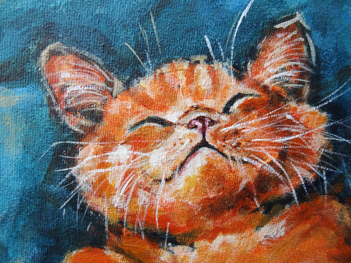 Ginger Cat Painting Orange Cat Original Art 14 by - Etsy