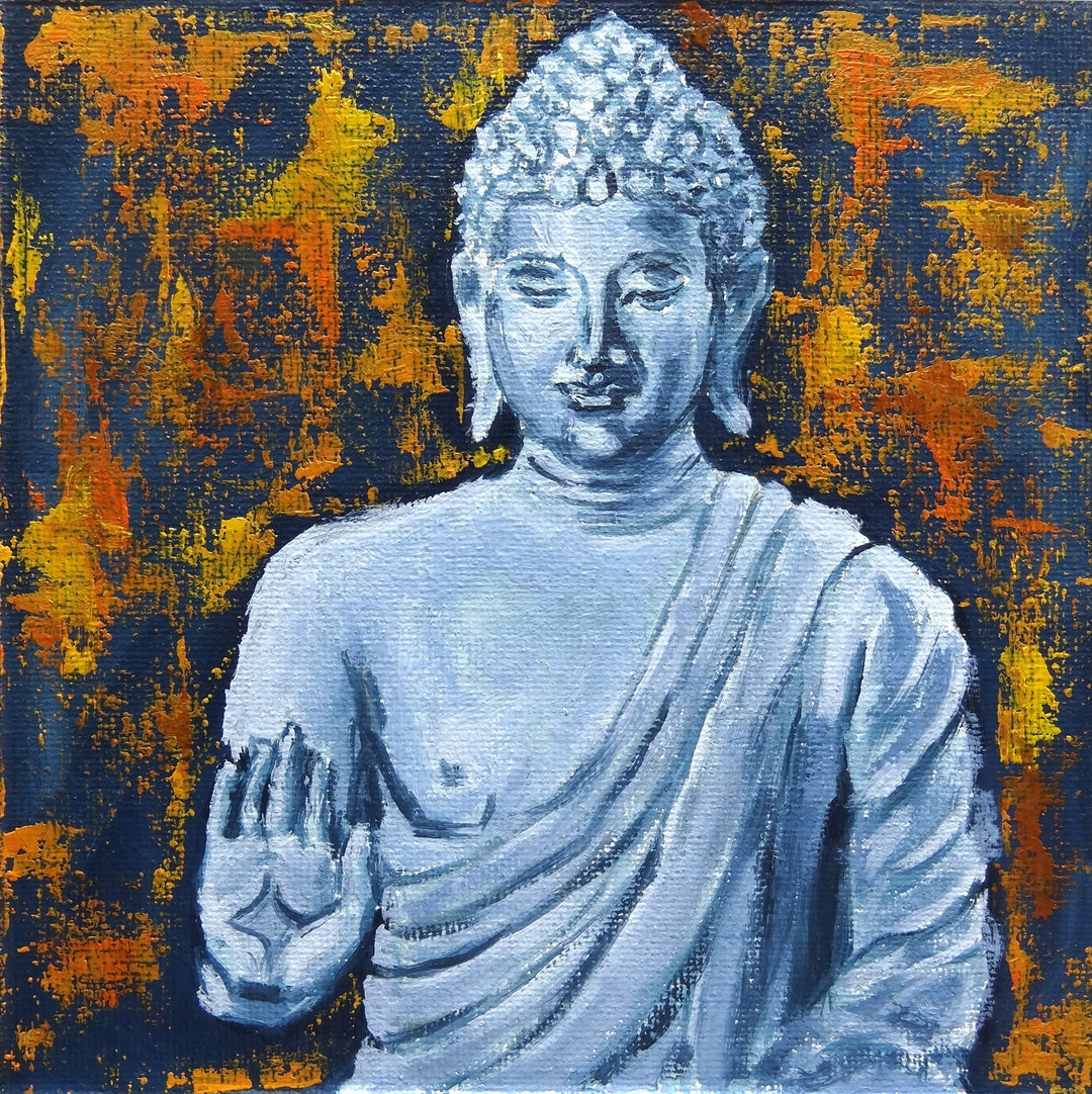 Original Buddha Oil Painting, Zen Spiritual Wall Art (6x6) - Etsy