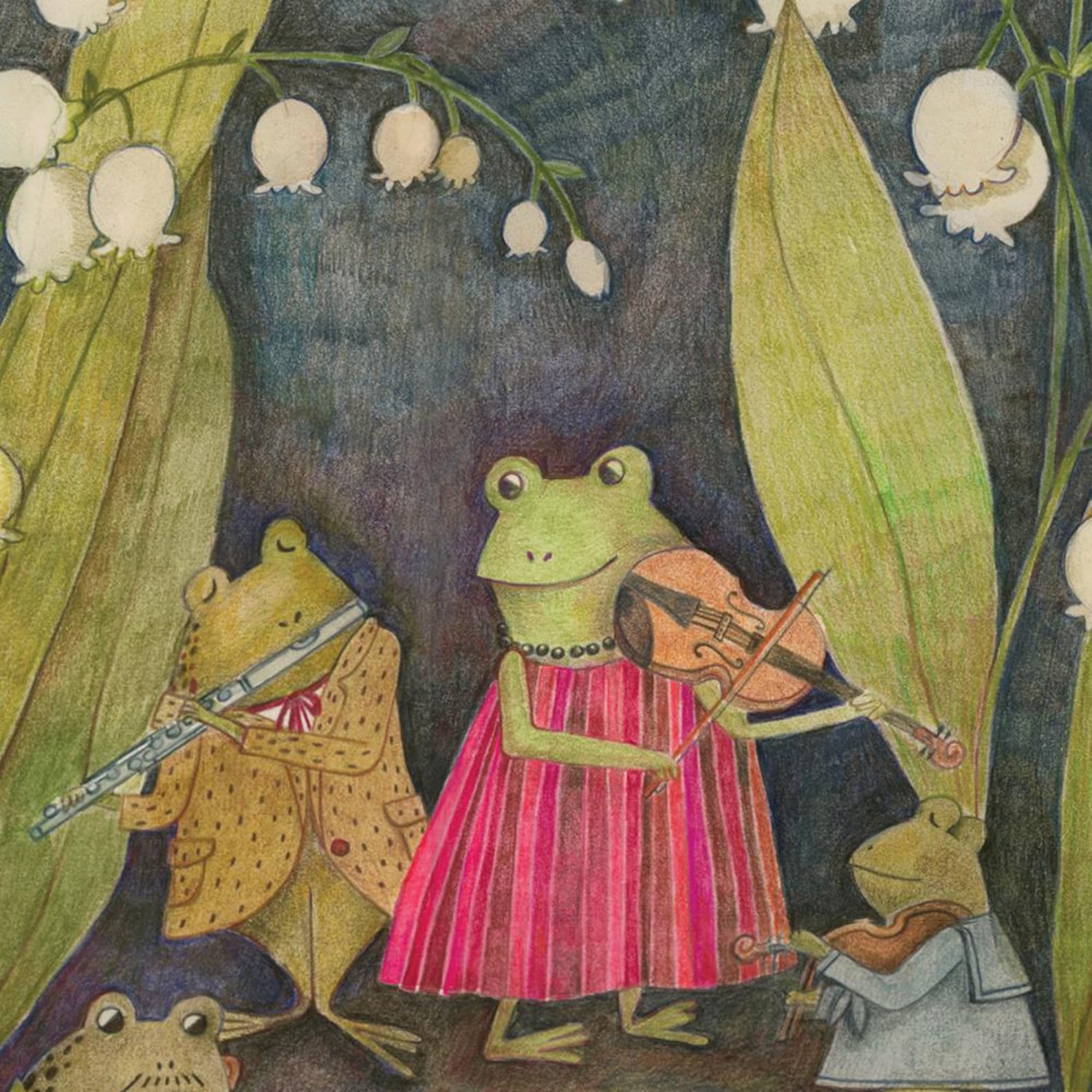 Whimsical Frog Concert Watercolor Art Print: Botanical Nursery Decor - Etsy