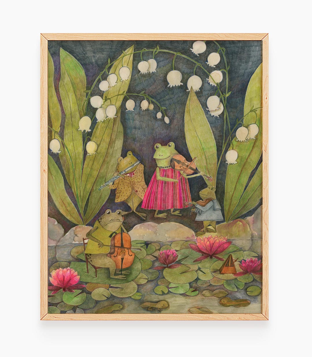 Whimsical Frog Concert Watercolor Art Print: Botanical Nursery Decor - Etsy