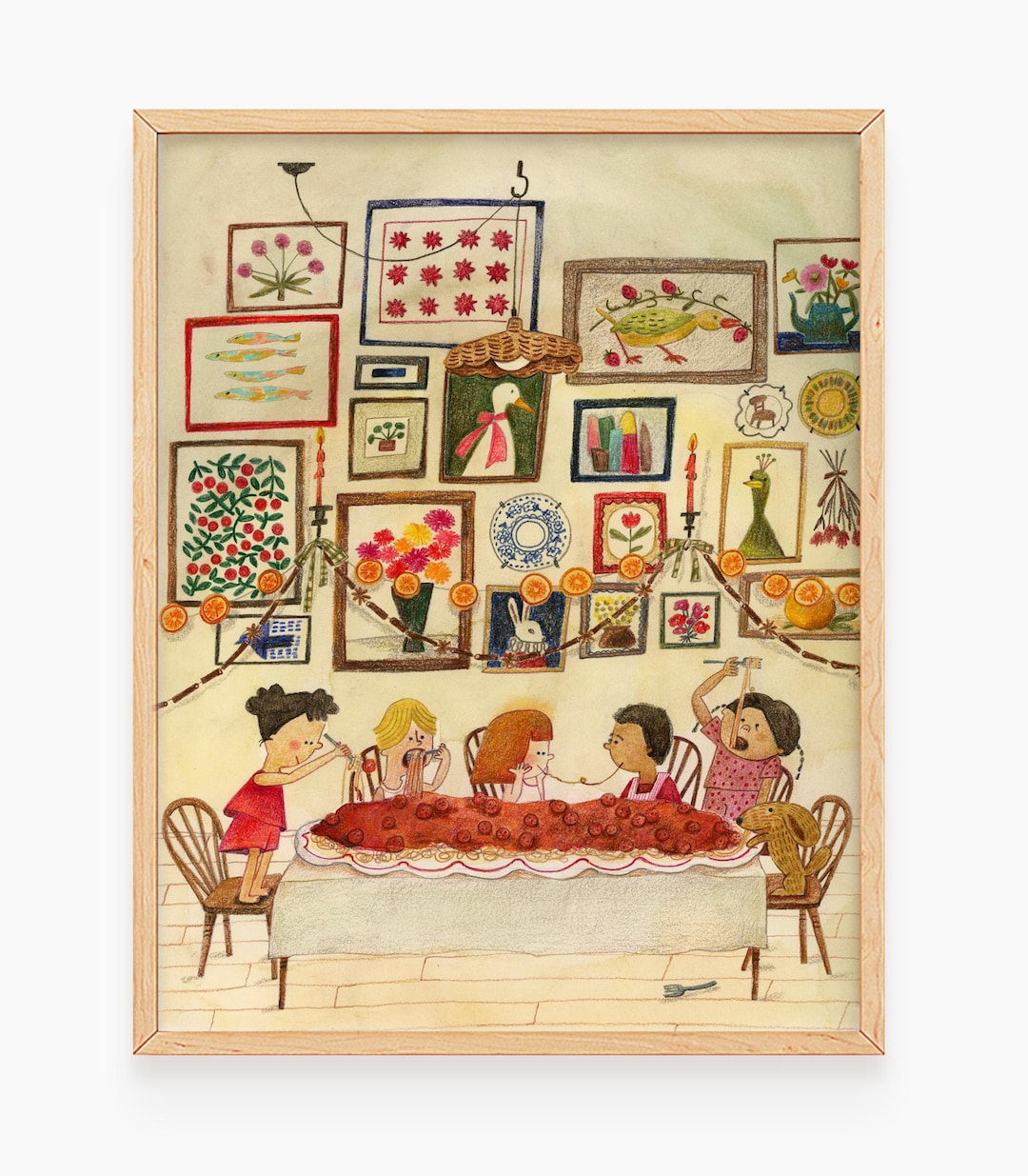 Meatball Spaghetti Dinner Art Print: Whimsical Watercolor Kitchen Decor ...