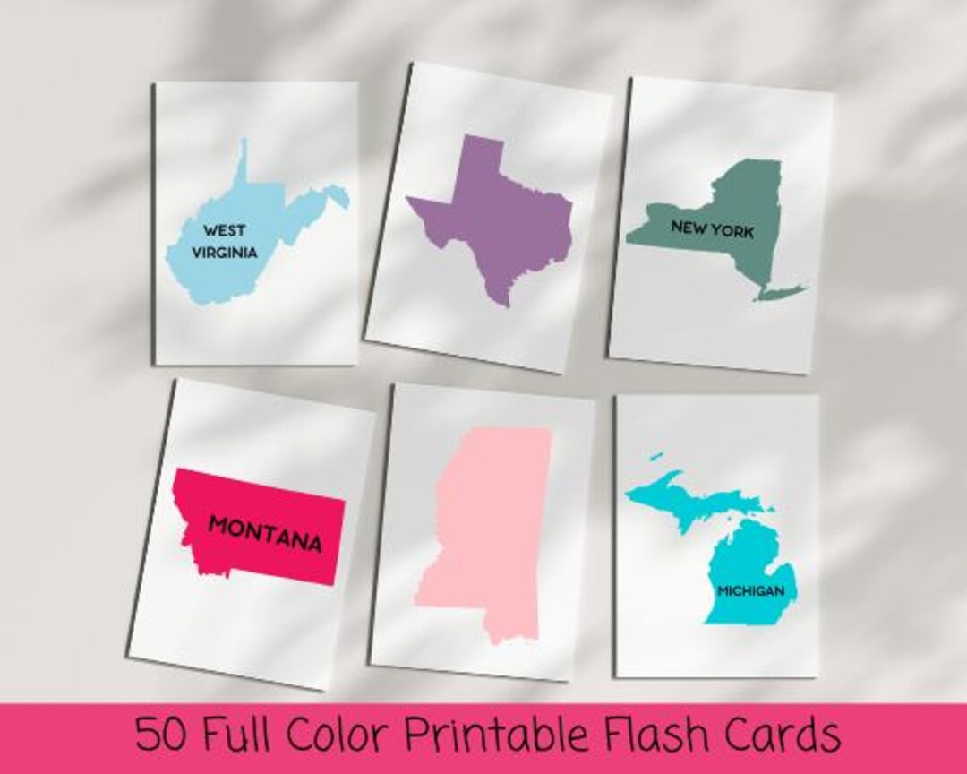 US States Flash Cards: Elementary Education (digital Download) - Etsy