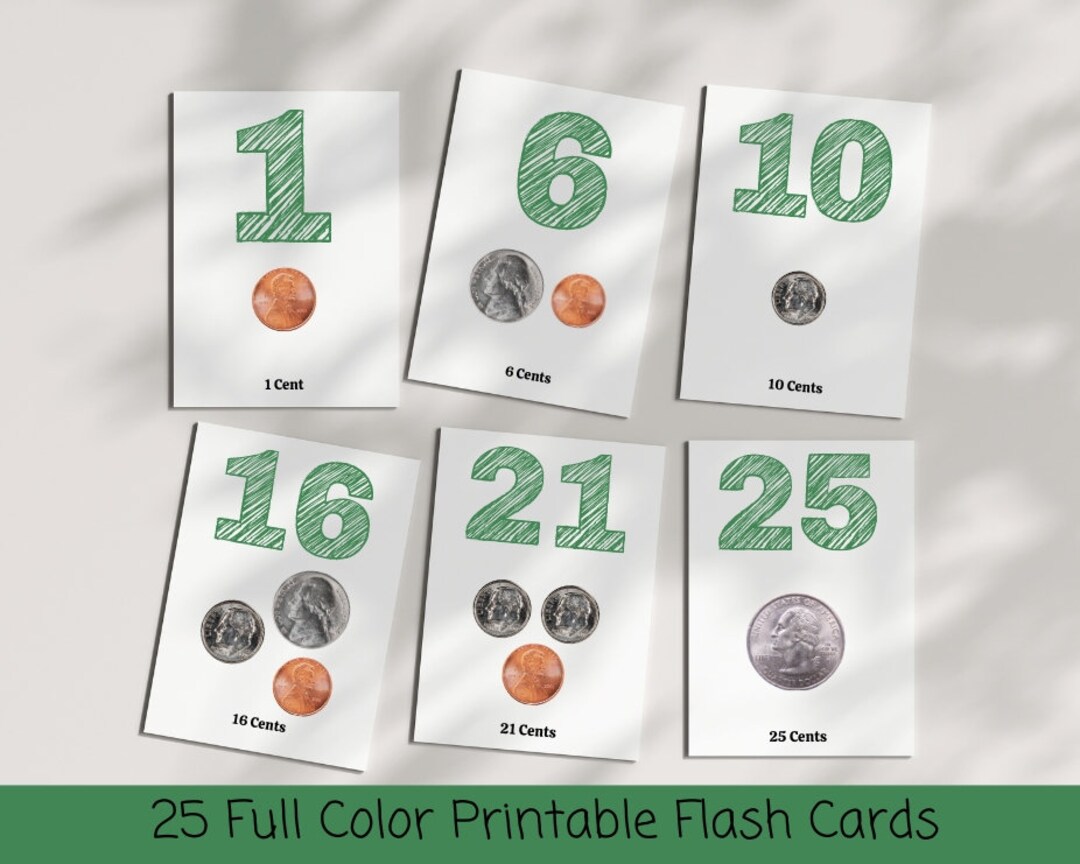 Money Flash Cards , Educational Flash Cards , Preschool, Kindergarten ...