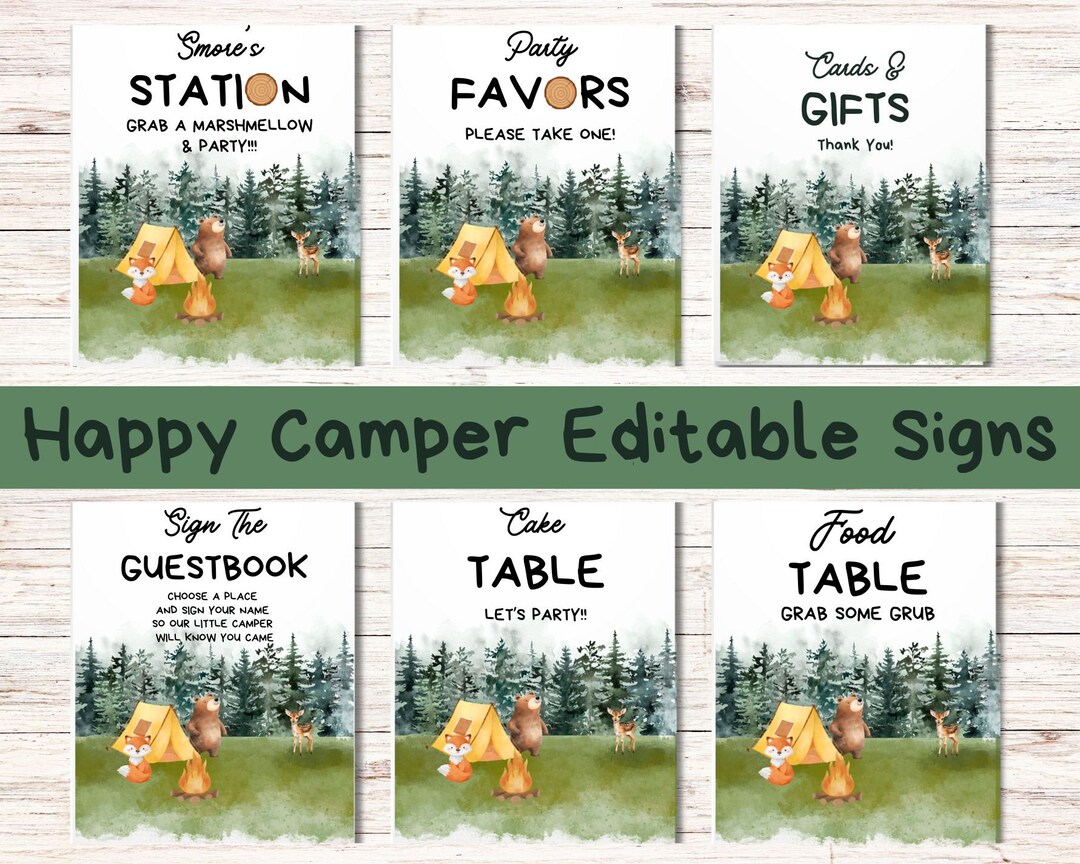 One Happy Camper Editable Signs | 1st Birthday | Happy Camper | Boy ...