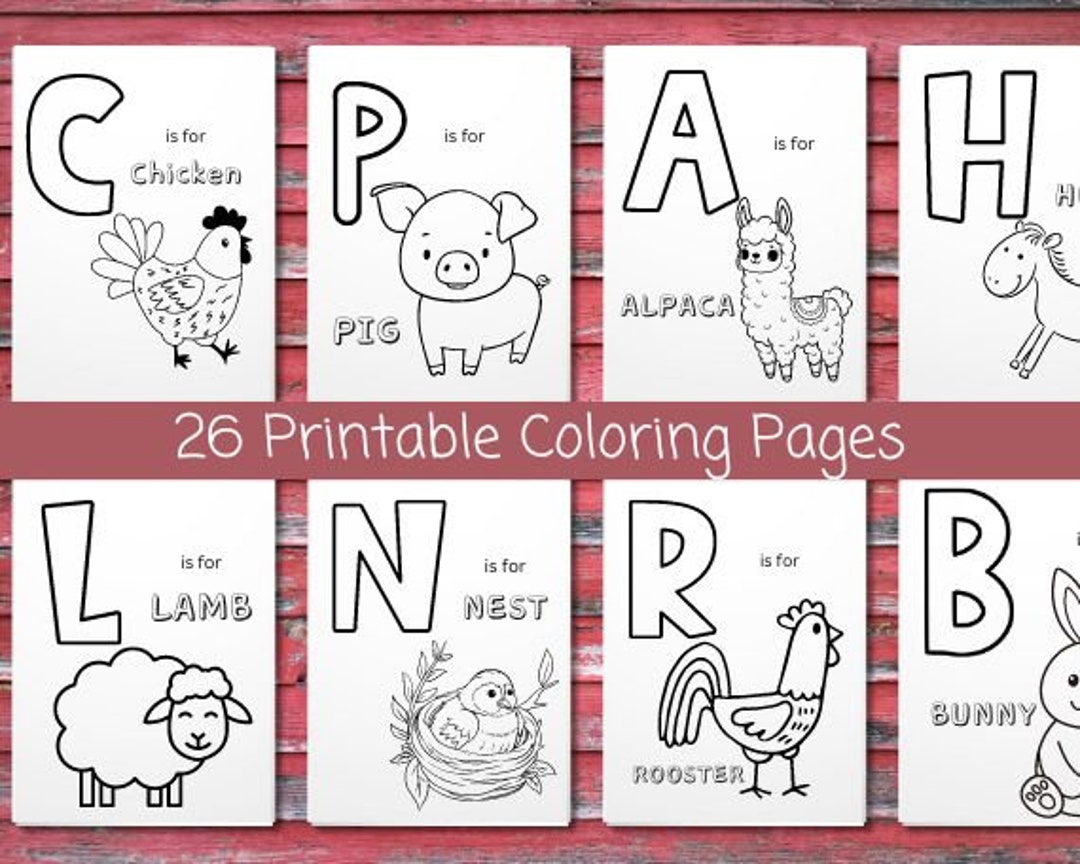 Farm Animal Alphabet Coloring Book , Kids Alphabet Coloring Book ...
