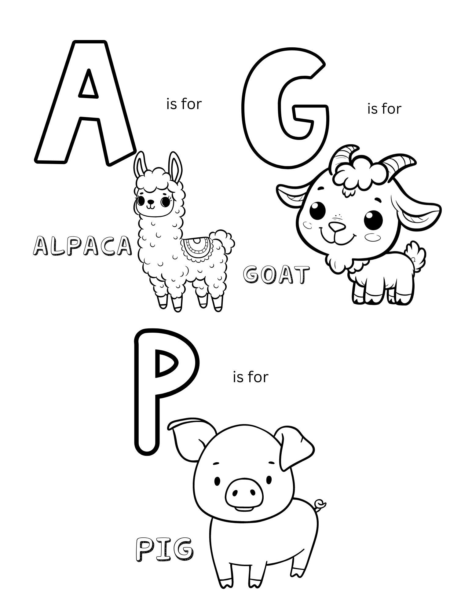 Farm Animal Alphabet Coloring Book , Kids Alphabet Coloring Book ...