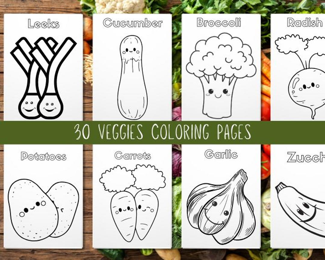 Vegetable Coloring Book | Kids Coloring Book | Digital Download ...