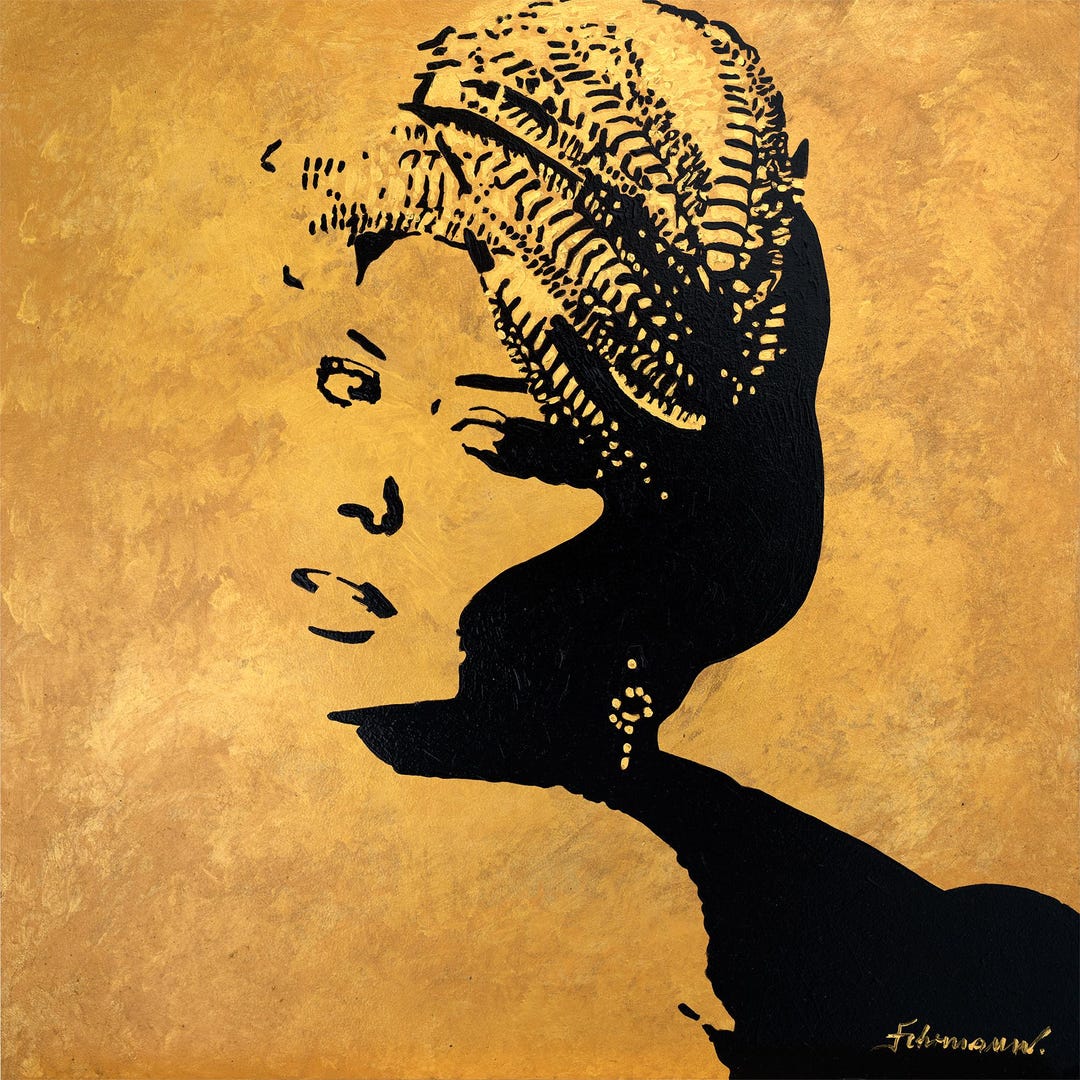 Refined: Female Portrait in Gold and Black - 50 X 50 Cm - Etsy