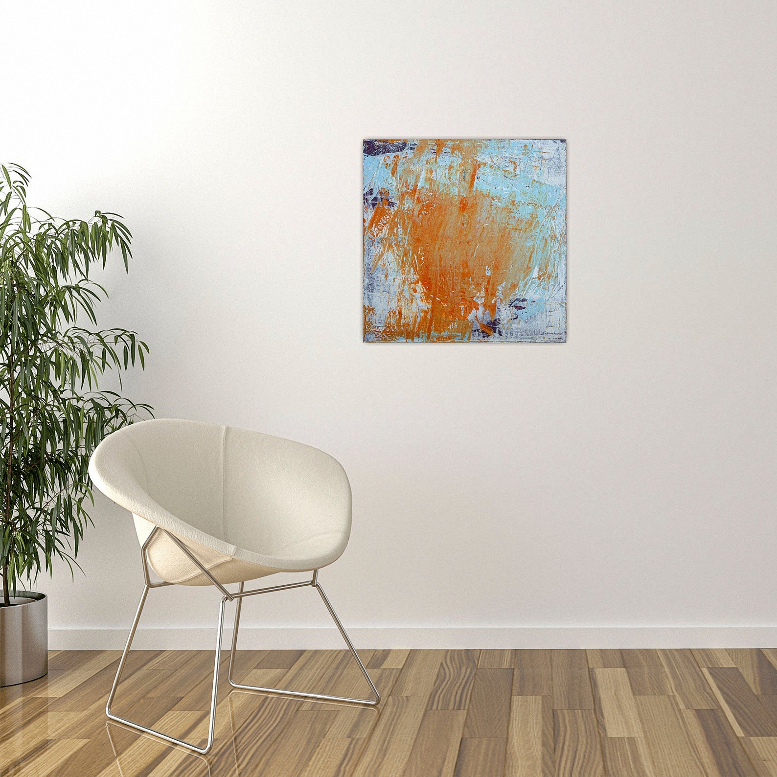 Emotional Orange Abstract Original Painting on Canvas, 80 X 80 Cm, Easy ...