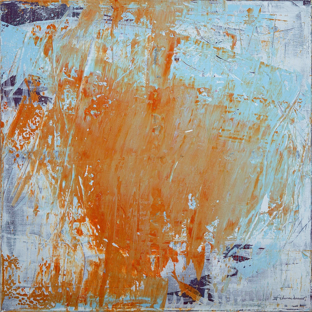 Emotional Orange Abstract Original Painting on Canvas, 80 X 80 Cm, Easy ...