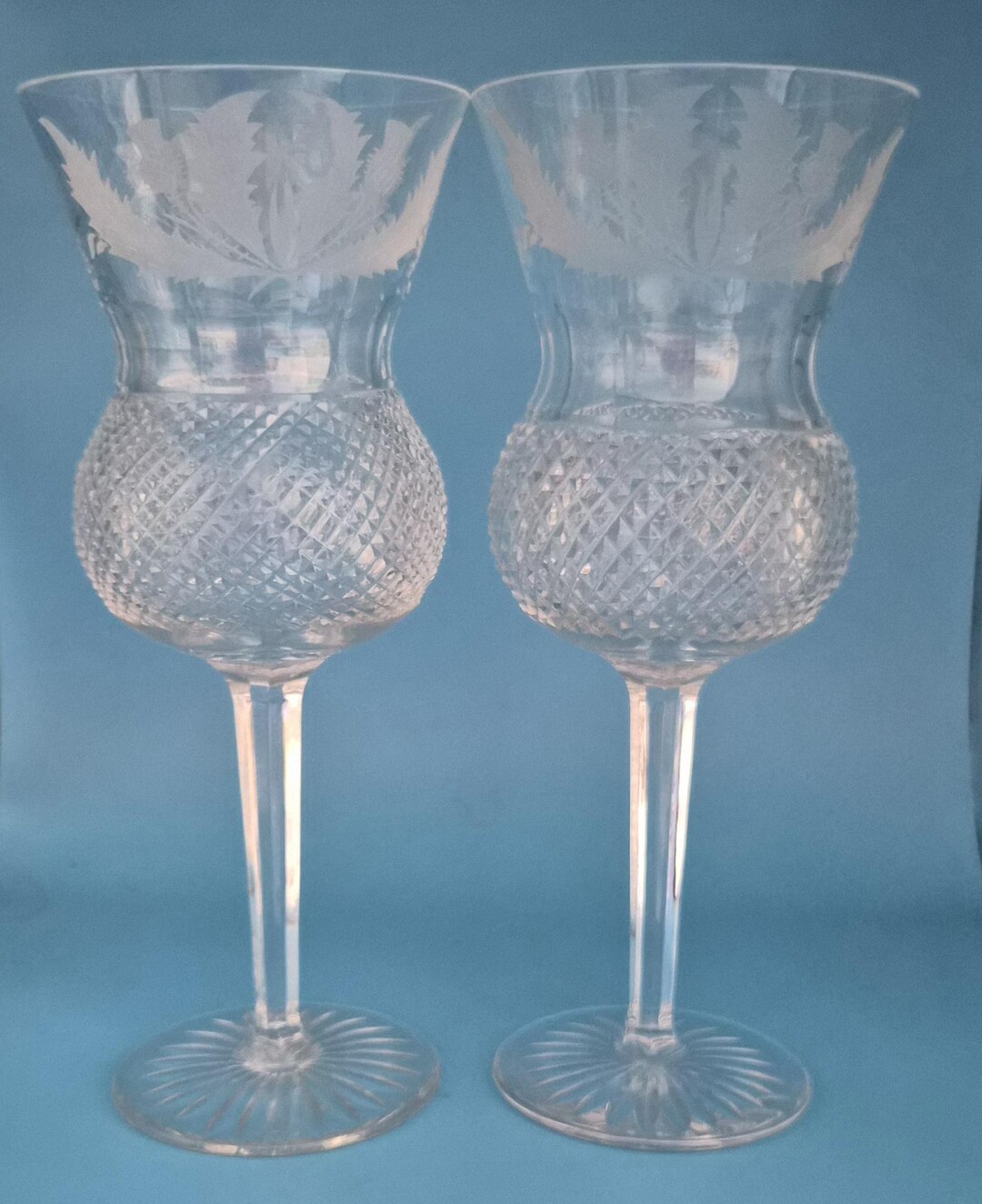Edinburgh Crystal Thistle Pattern 2 X Goblet Wine Water Glasses - Etsy UK
