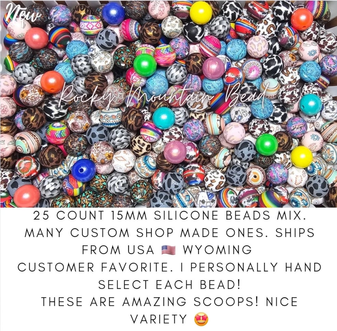 25 Count Mystery Bead Scoops 15mm Printed and Custom Shimmer Opals - Etsy