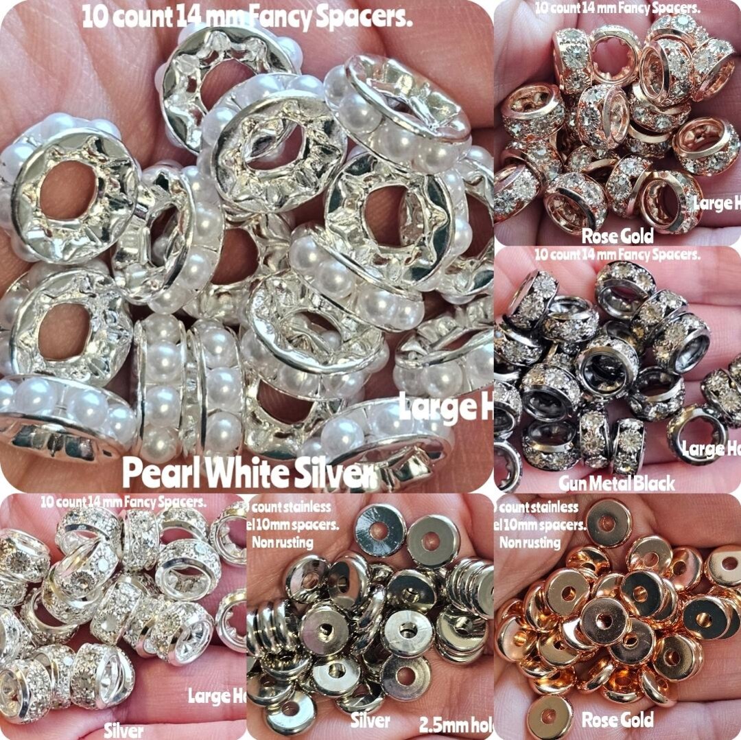 New 2025 Large Hole FANCY Spacers 10 Count DIY Beads- Stainless Steel ...
