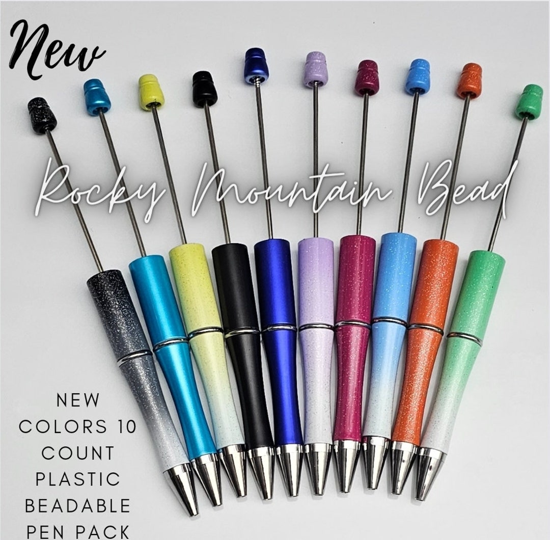 New 10 Count Plastic Beadable Pens- Popular Colors- Bulk Pen Mixes- 2 ...